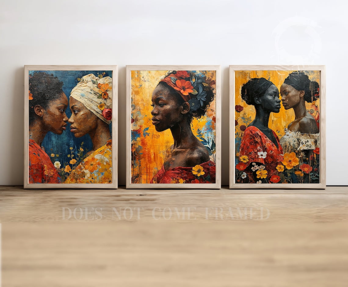 UNFFRAMED Luvia Set of 3 Black African American Women Poster Prints ...