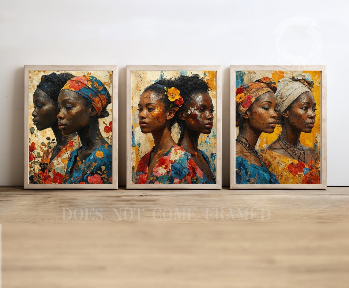 UNFFRAMED Luvia Set of 3 Black African American Women Poster Prints ...