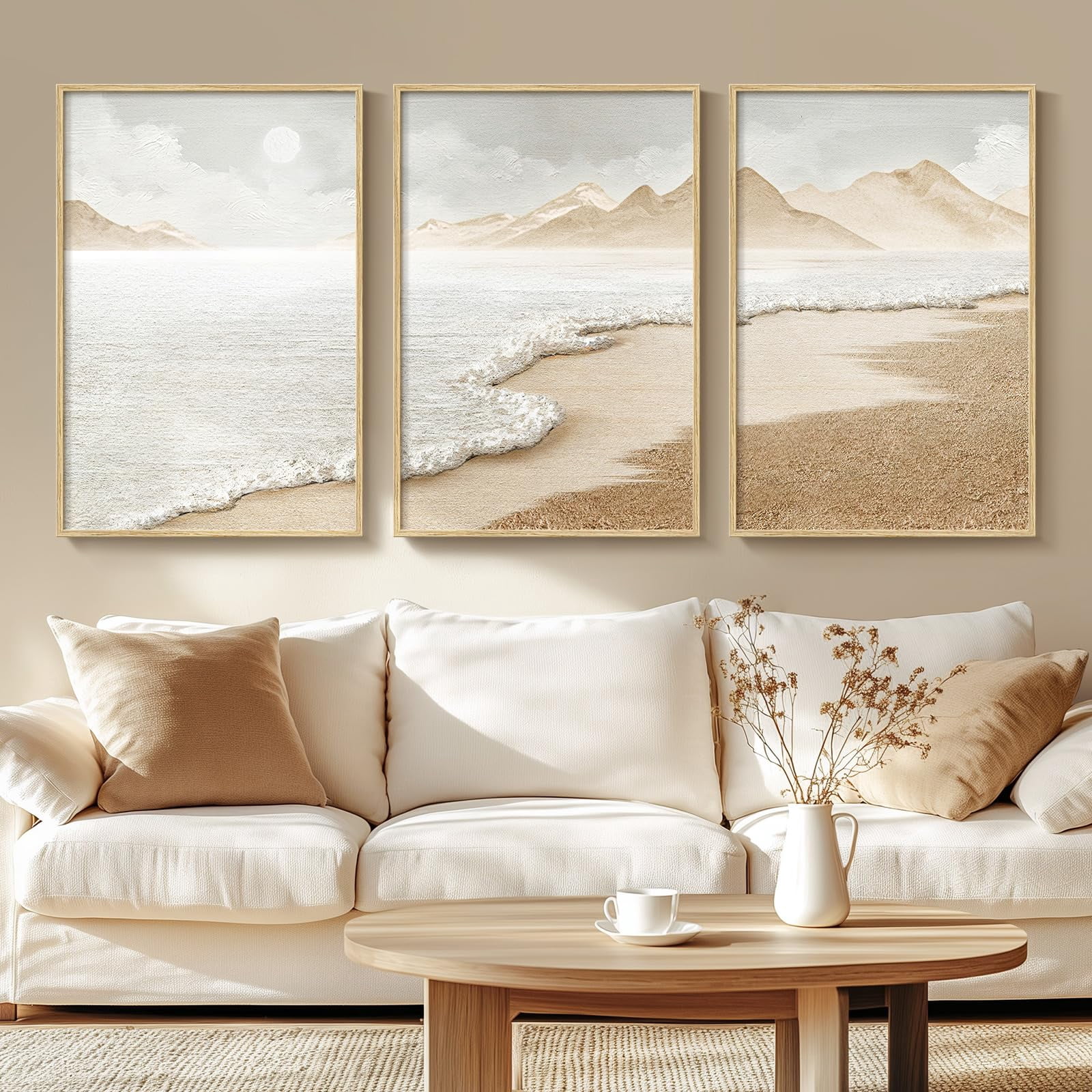 UNFFRAMED Luvia Set of 3 Boho Abstract Beach Poster Wall Art Neutral ...
