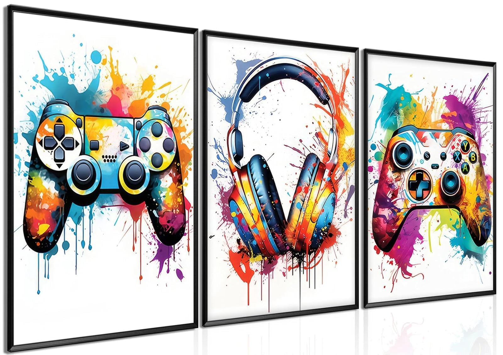 UNFFRAMED Luvia Set of 3 Gaming Room Poster Wall Art Video Gamepad ...