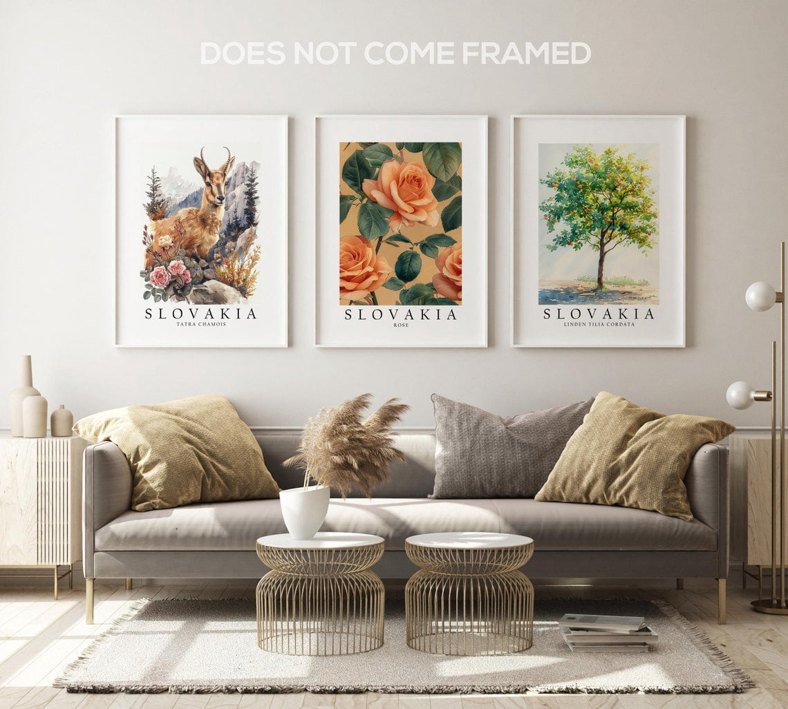UNFFRAMED Luvia Set of 3 Slovakia National Symbols Poster Prints, Tatra ...