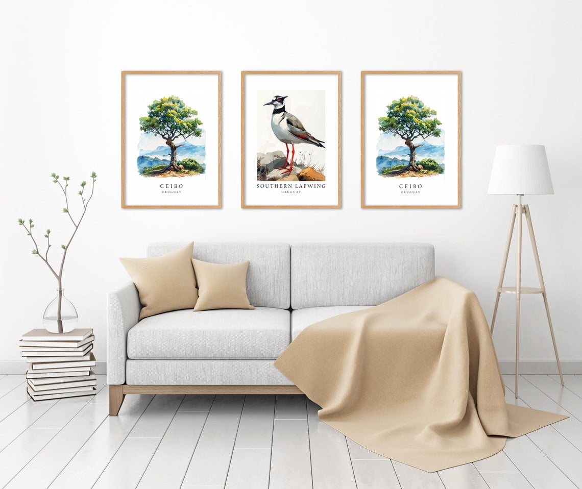 UNFFRAMED Luvia Set of 3 Uruguay National Symbols Poster, Lapwing ...