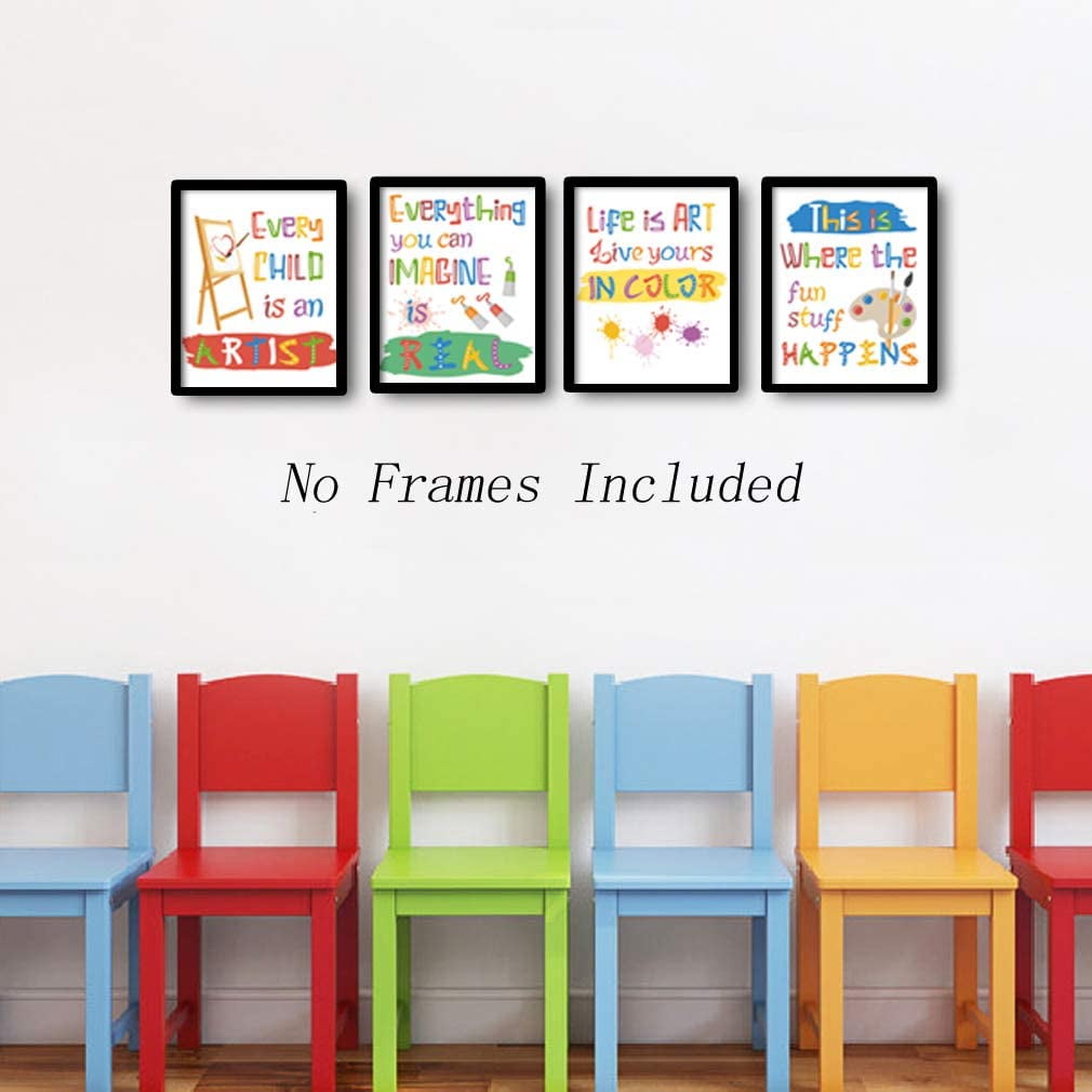 UNFFRAMED Luvia Set of 4 Inspirational Quotes Poster Wall Art Colorful ...