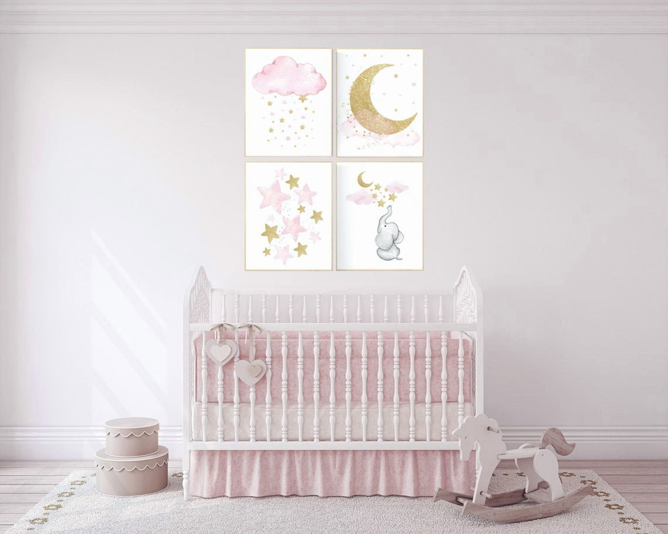UNFFRAMED Luvia Set of 4 Neutral Gray Nursery Poster Moon and Stars ...