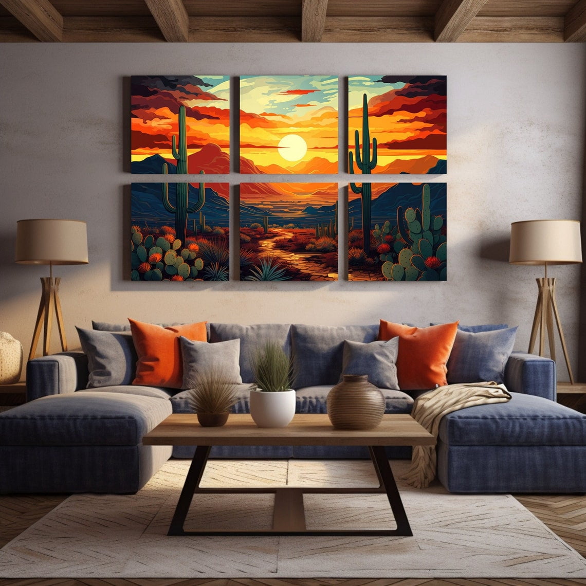 UNFFRAMED Luvia Southwestern Sunset Set of 3 Poster, Wild West Nature ...