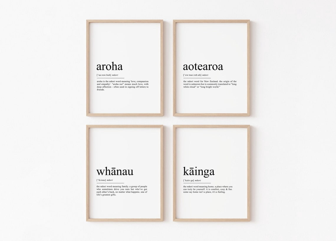 UNFFRAMED Maori Posters, Aroha Definition Poster, Whanau Poster, Set ...