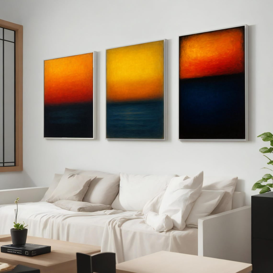 UNFFRAMED Mark Rothko Set, Abstract Sunset Wall Art, Ready To Hang ...