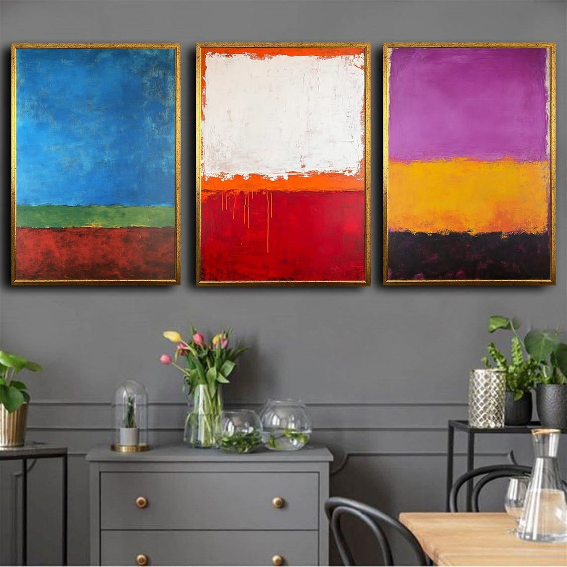 UNFFRAMED Mark Rothko Set, Mark Rothko Poster Set Of 3, Modern Abstract ...