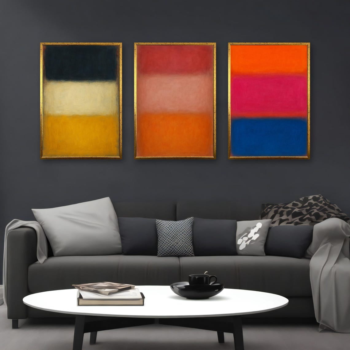 UNFFRAMED Mark Rothko Set No 7 No 13 No 22, Warm Gradient Abstract Wall ...