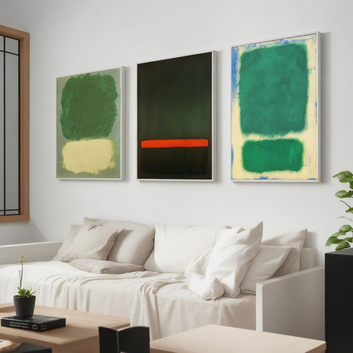 UNFFRAMED Mark Rothko Set Of 3, Poster Art Reproduction, Green Mix ...
