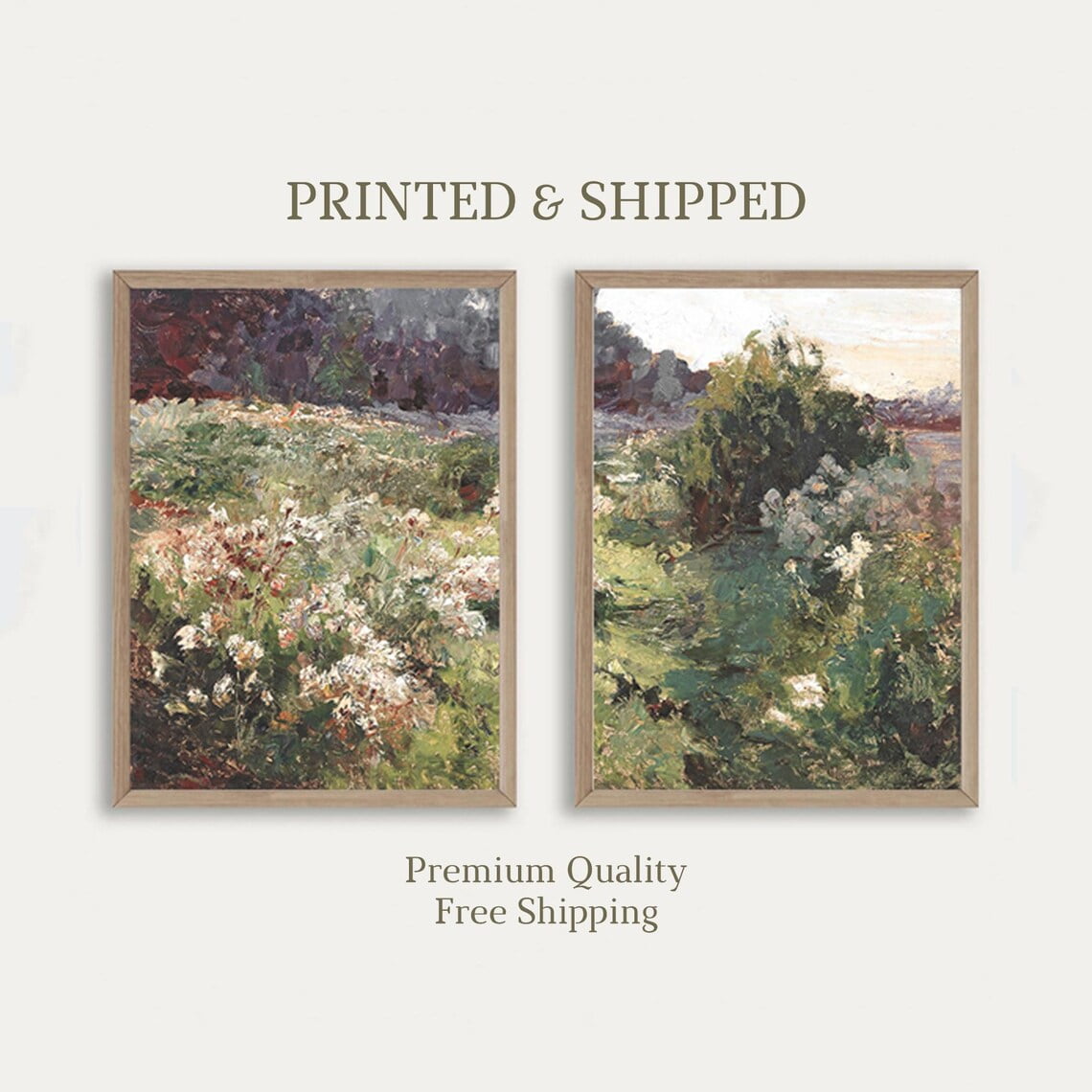 UNFFRAMED Meadow Landscape Set Posters, Country 2 Pieces Vintage Wall ...