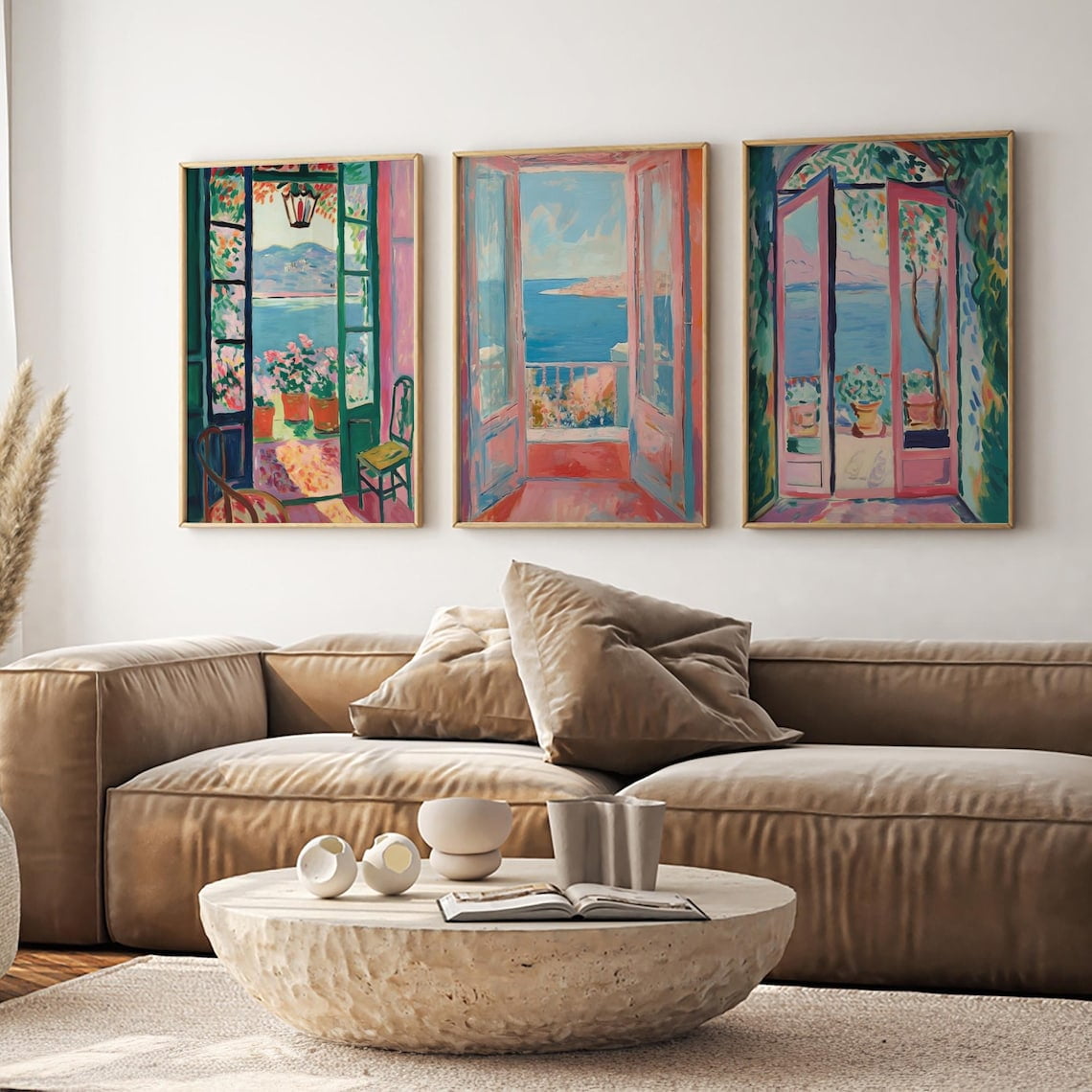 UNFFRAMED Mediterranean Window View Art Set, Coastal Cottagecore ...