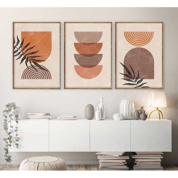 UNFFRAMED Mid Century Modern Art Poster Set, Geometric Terracotta ...