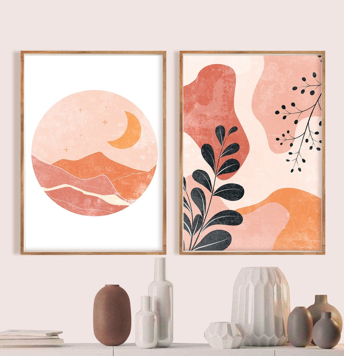 UNFFRAMED Mid Century Modern Art Posters, Geometric Abstract Set Set 2 ...