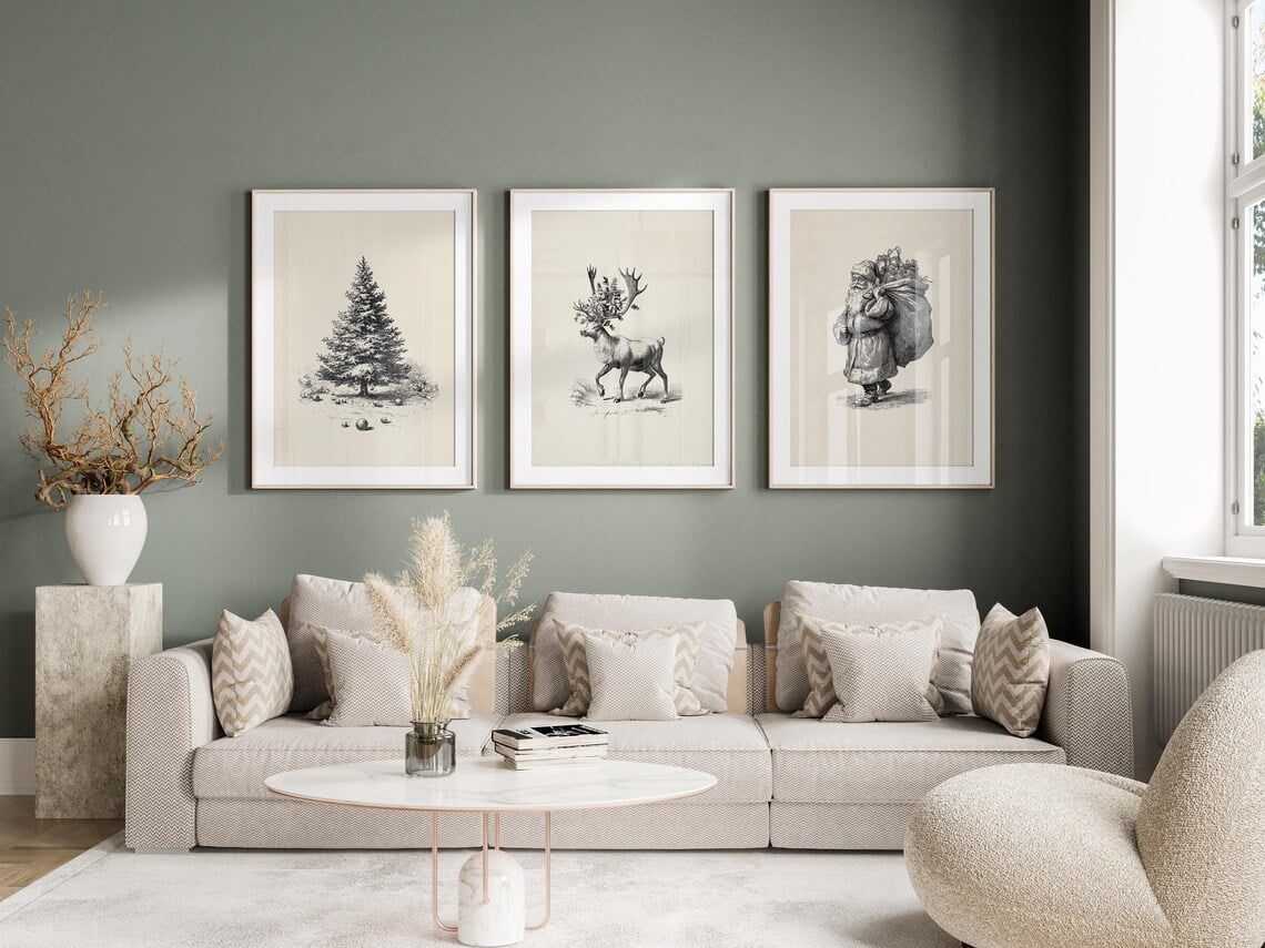 UNFFRAMED Minimalism Set Of 3 Posters Sketch Drawinghome Decor 3 Piece ...