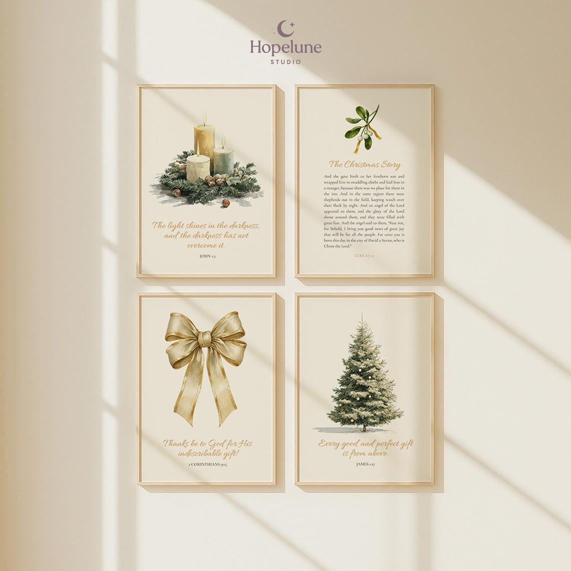 UNFFRAMED Modern Christian Winter Holiday Wall Art Set Bible Verse ...