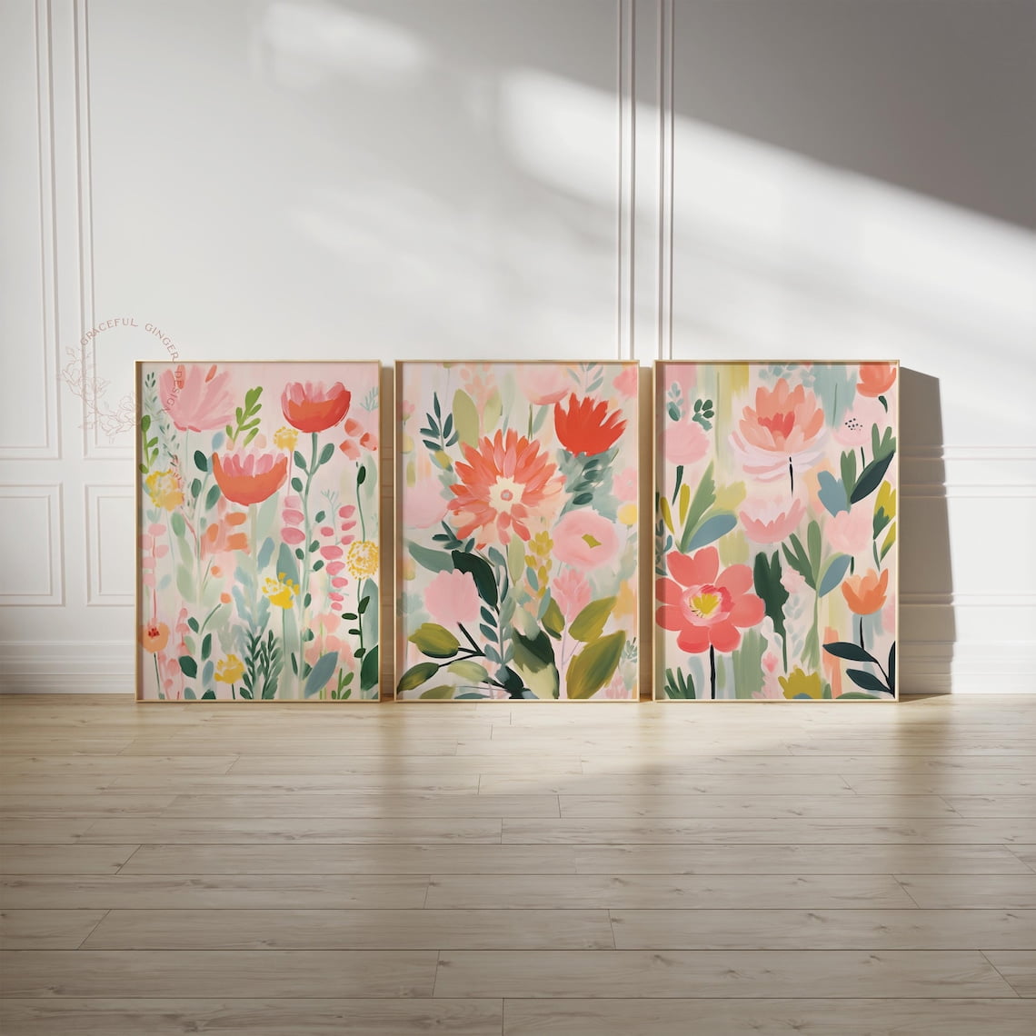UNFFRAMED Modern Floral Wall Art Set, Colorful Abstract Flower Posters ...