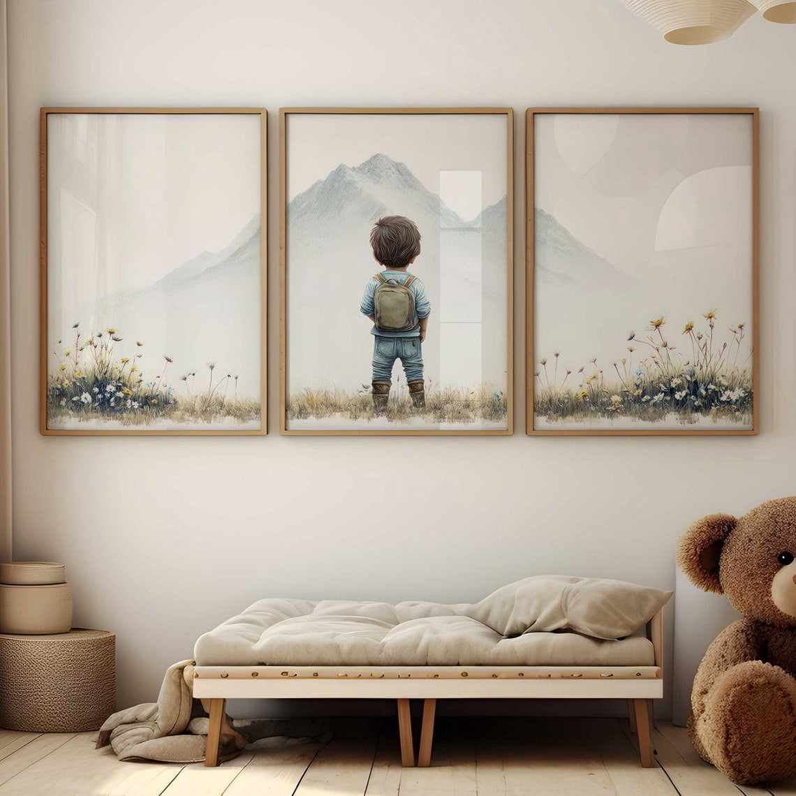 UNFFRAMED Mountain Nursery Set Of 3, Adventure Decor Boys Room ...