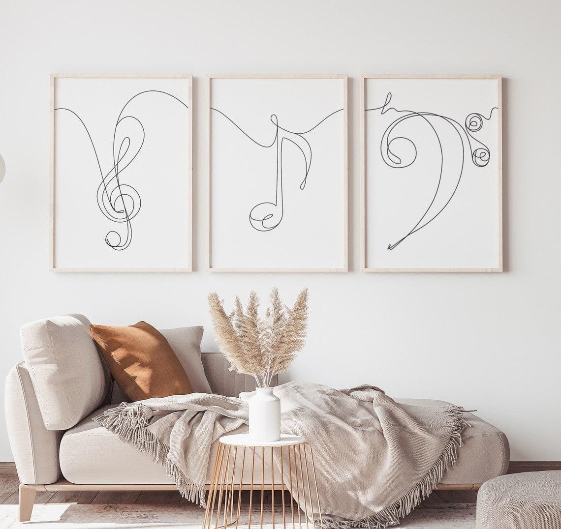 UNFFRAMED Musical Notes . Treble clef, Eighth Note and Bass clef ...