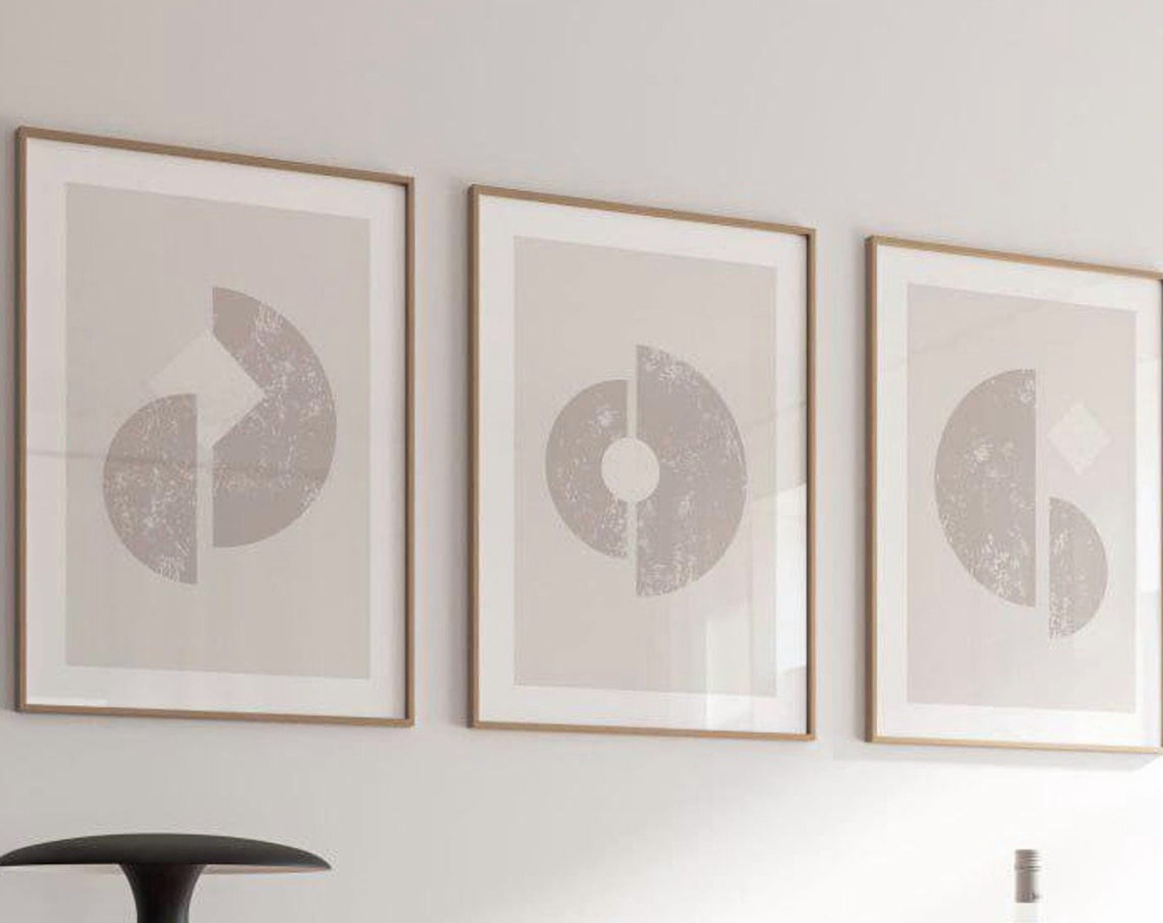 UNFFRAMED Neutral Abstract Art Set Of 3 Gift Modern Simple Neutral ...