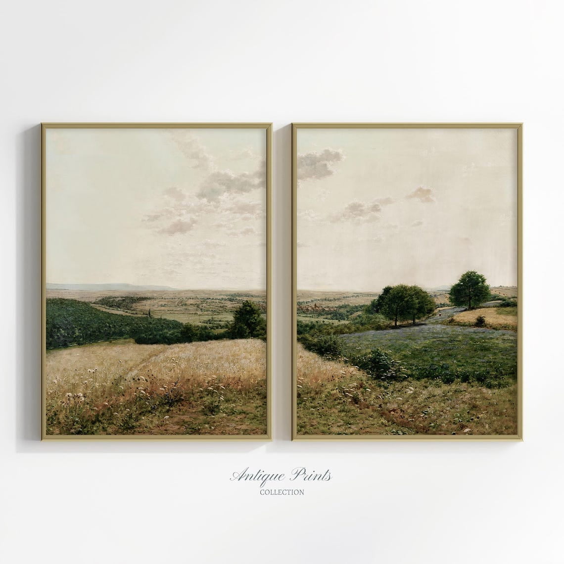 UNFFRAMED Neutral Country 2 Pieces Vintage Wall Art, Fields Landscape ...