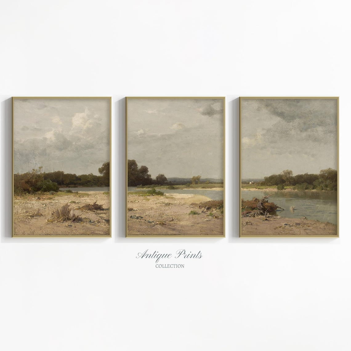 UNFFRAMED Neutral Country 3 Pieces Wall Art, Vintage Fields Landscape ...