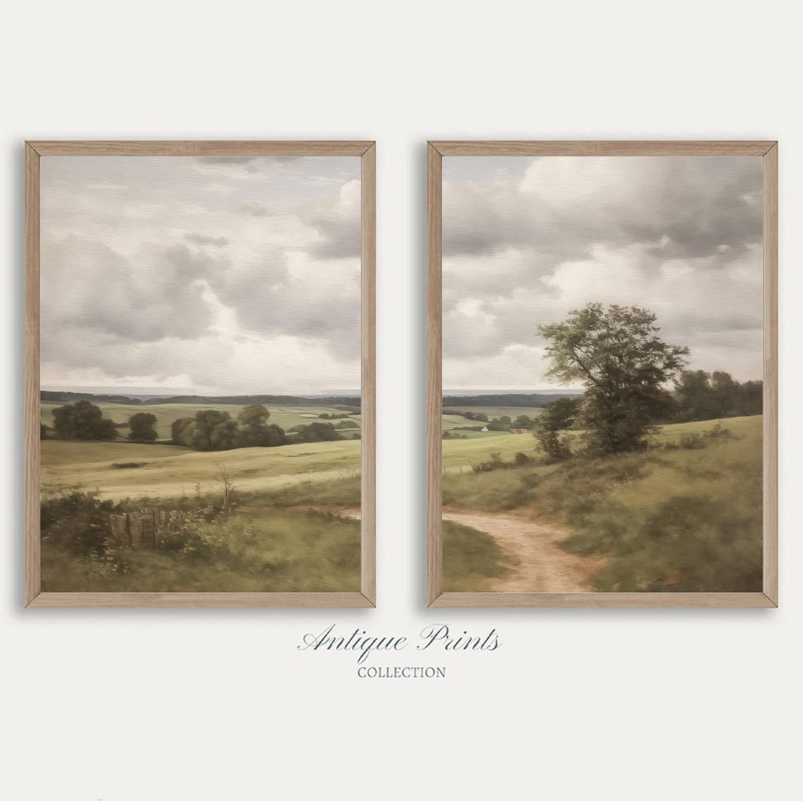 UNFFRAMED Neutral Landscape Set Posters, Country 2 Pieces Vintage ...