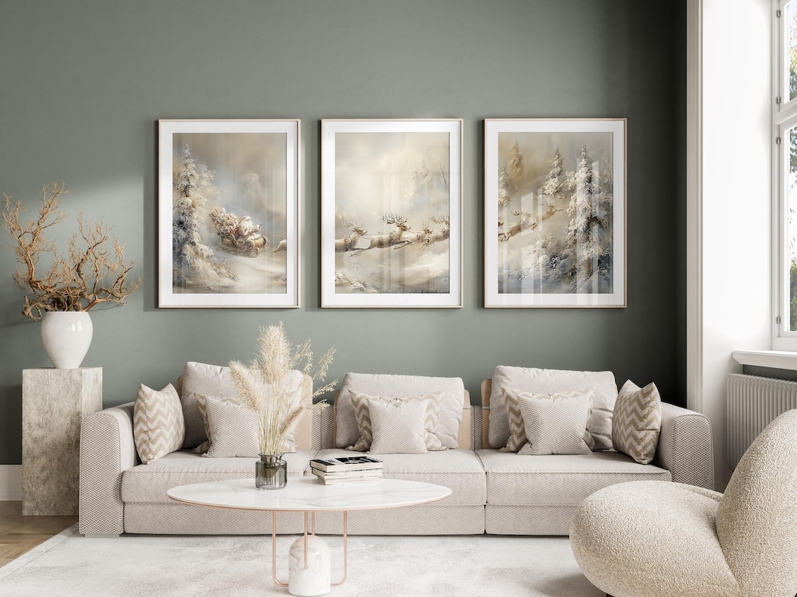 UNFFRAMED Neutral Set Of 3 Posters Vintage S Moodyhome Decor Muted ...