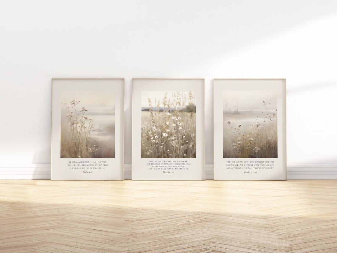 UNFFRAMED Neutral Wildflower Field Bible Verse Wall Art PosterGallery ...