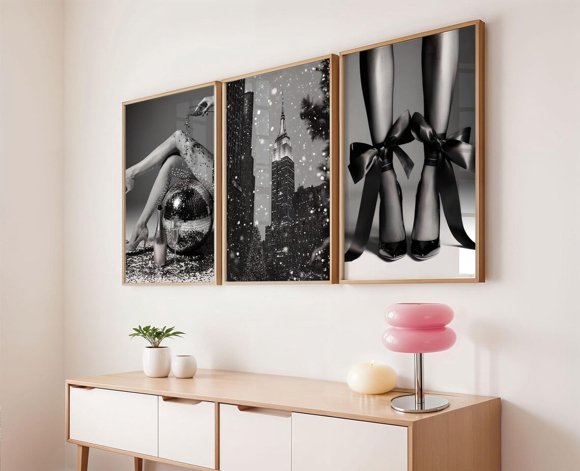 UNFFRAMED New York City Poster Set, Black & White Girly Posters Set 3 ...