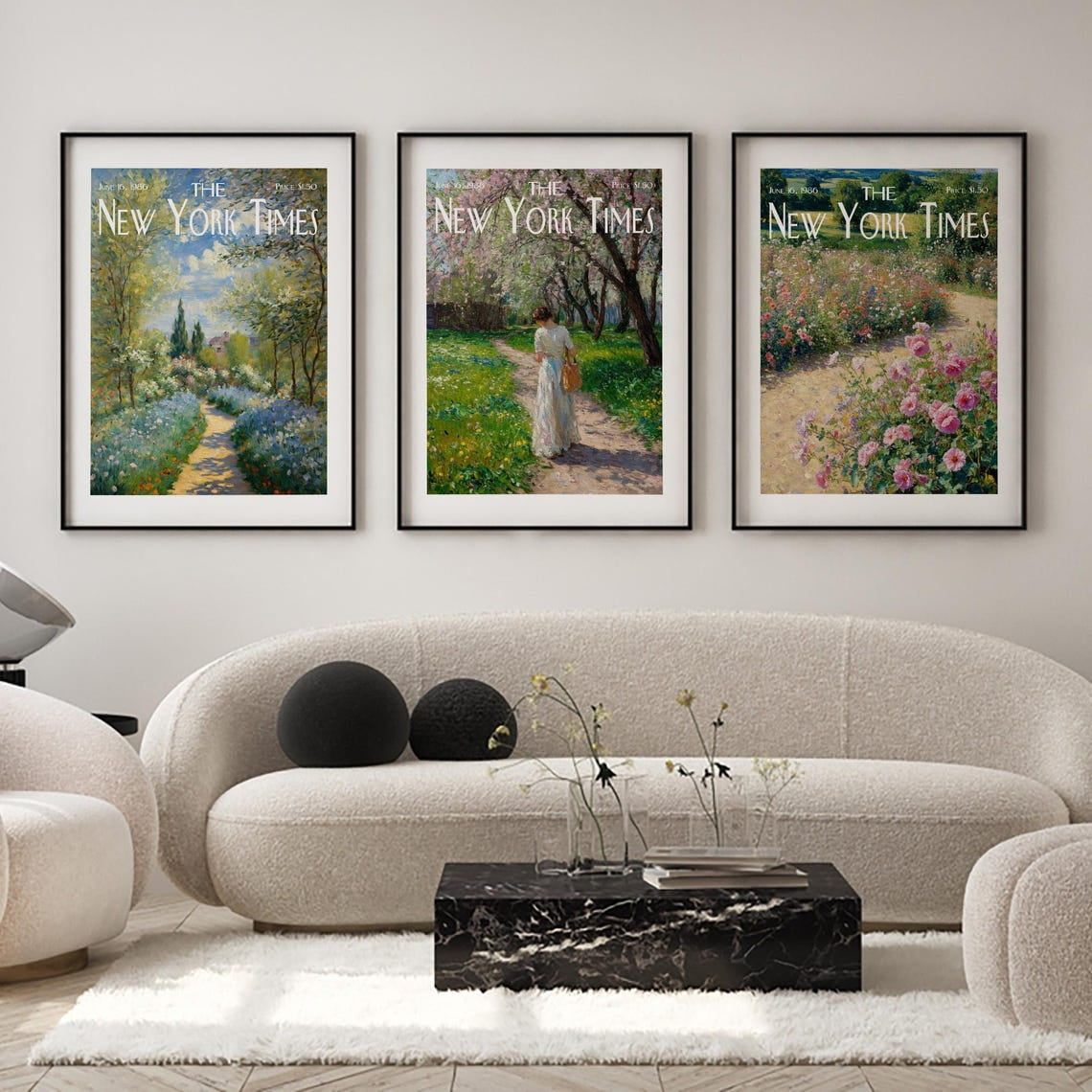 UNFFRAMED New York Times Botanical Posters Set Of 3, Trendy Retro ...