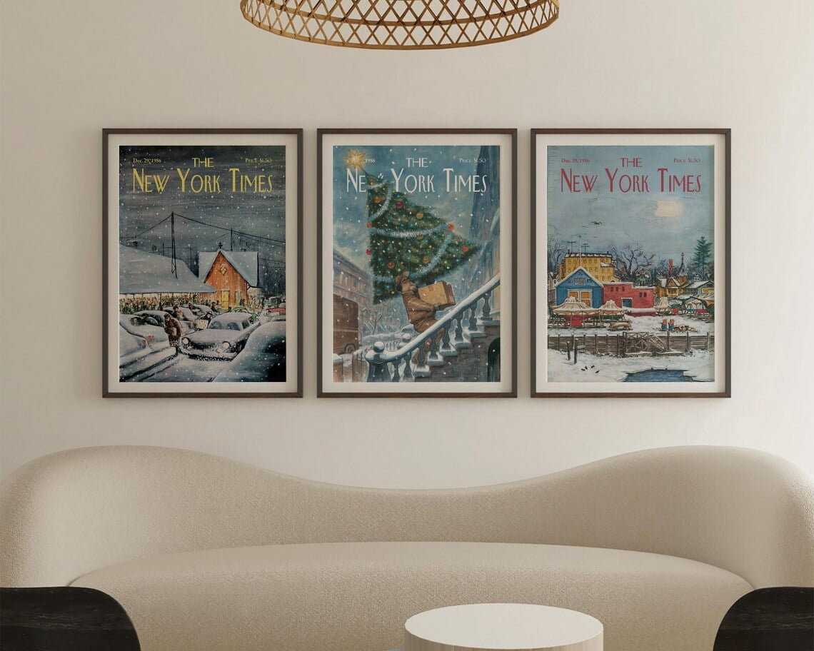 UNFFRAMED New York Times Poster Set Of 3, Vintagemagazine Cover Poster ...