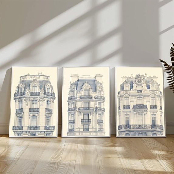 UNFFRAMED Parisian Architecture Print Set, French Art Nouveau ...