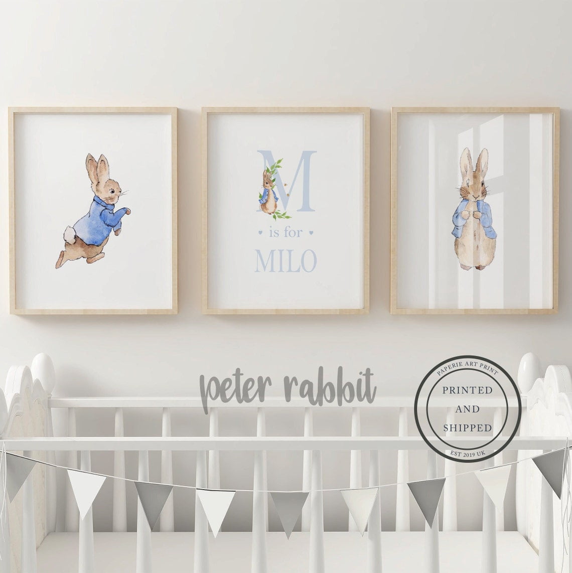 UNFFRAMED Peter Rabbit Nursery Posters, Baby Name Poster, Peter Rabbit ...