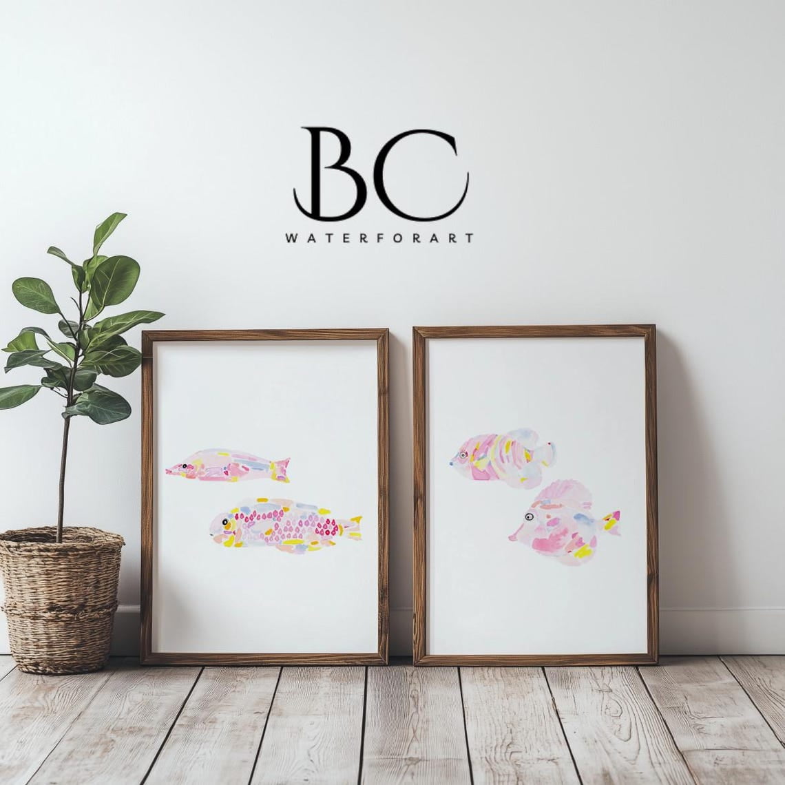 Luvia Pink Fish Print Set, Nursery Fish Nursery Fish Art, Tropical Fish ...