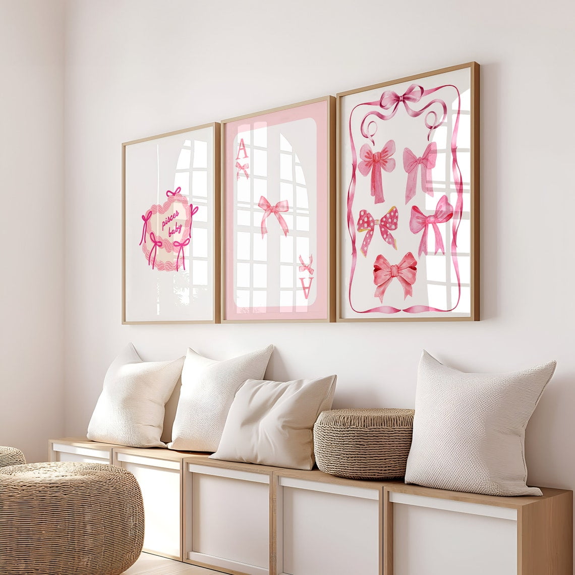 UNFFRAMED Pisces Print, Girly Set Of 3 Print, Pisces Baby Poster, Pink ...