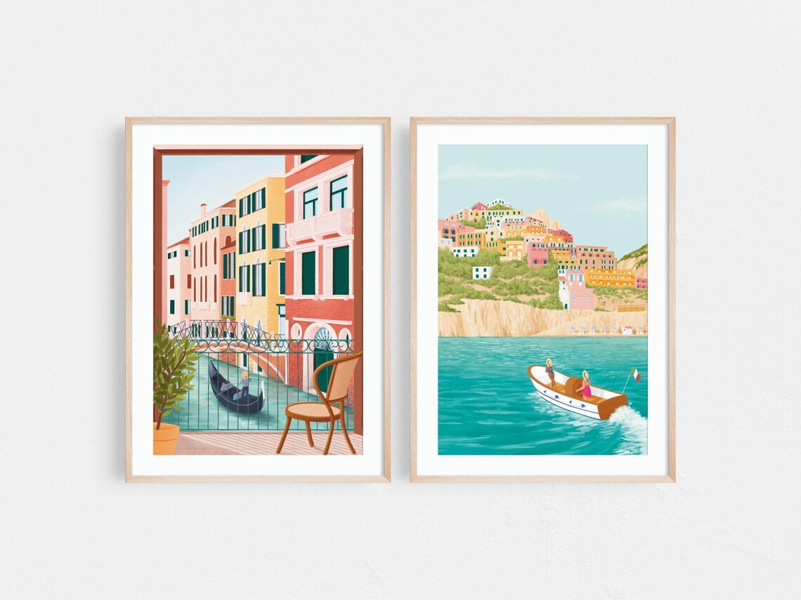 UNFFRAMED Positano Poster, Venice, Positano Art Poster, Venice Poster ...