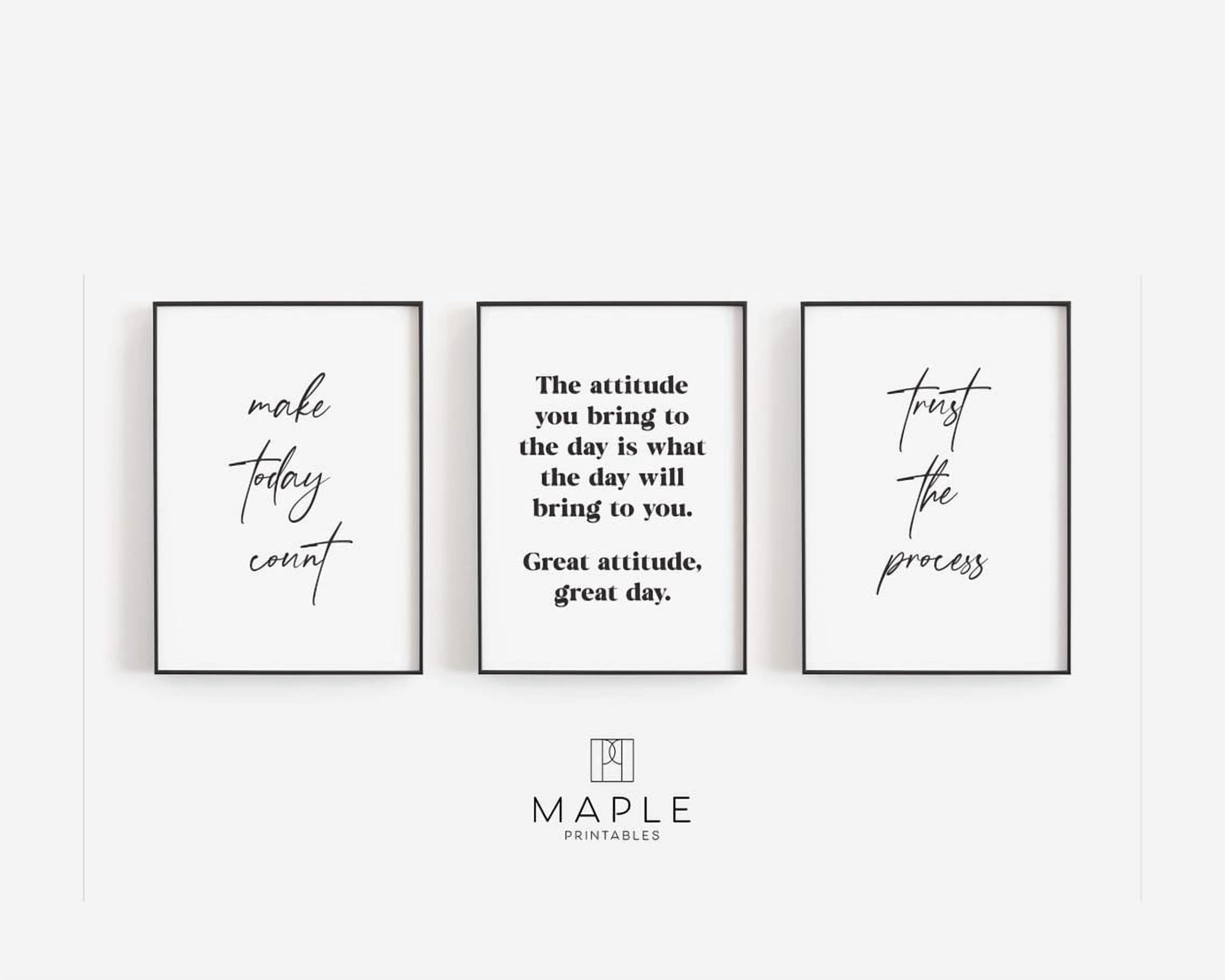 UNFFRAMED Positive Mindset Set Posters, Motivational Wall Art For ...