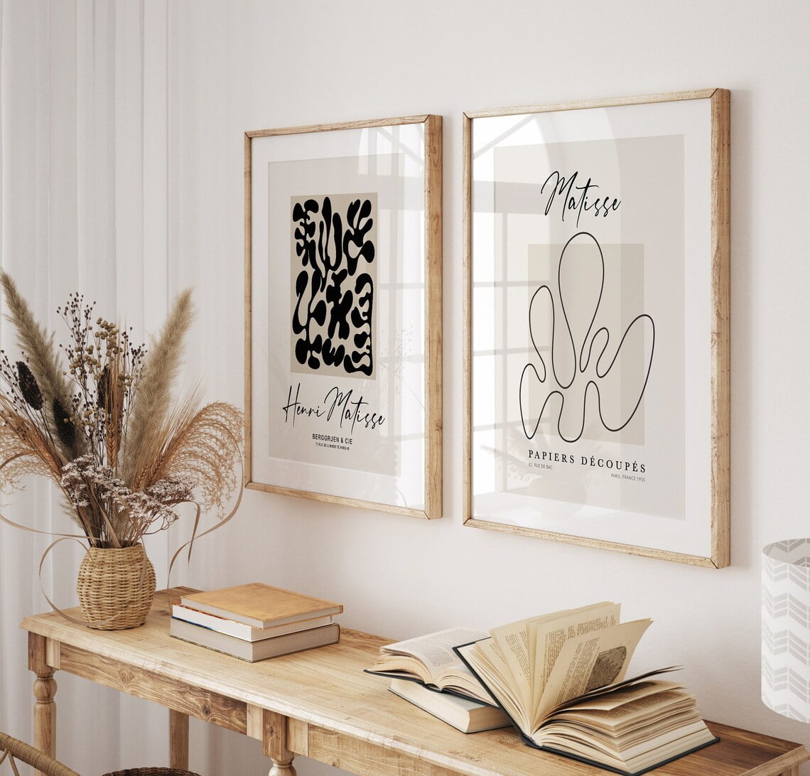 UNFFRAMED Poster Set Trendy Art Deco Wall Art Beige Modern Abstract ...