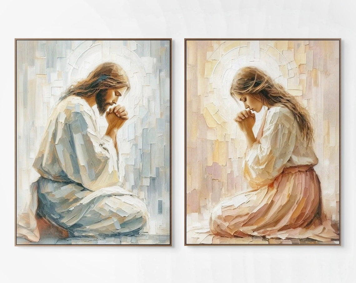 Luvia Pray Together, Christian Poster Set Of 2, Christ Praying With ...