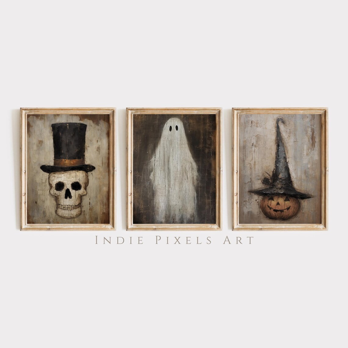 UNFFRAMED Primitive Poster Set, Skull, Ghost, Pumpkin Posters) Set 3 ...