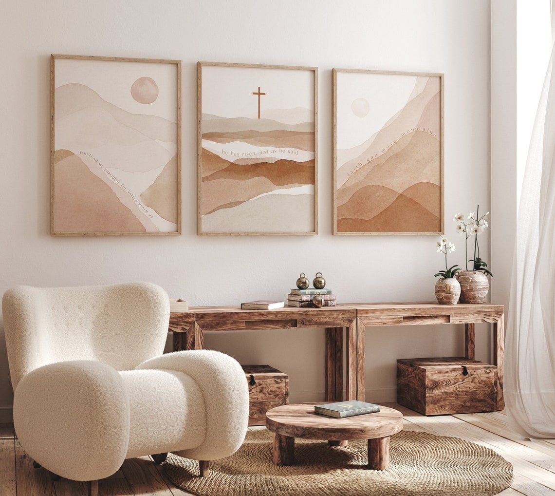 UNFFRAMED Psalm:23 Set Of 3, Minimal Desert Art& Shipped, Modern ...