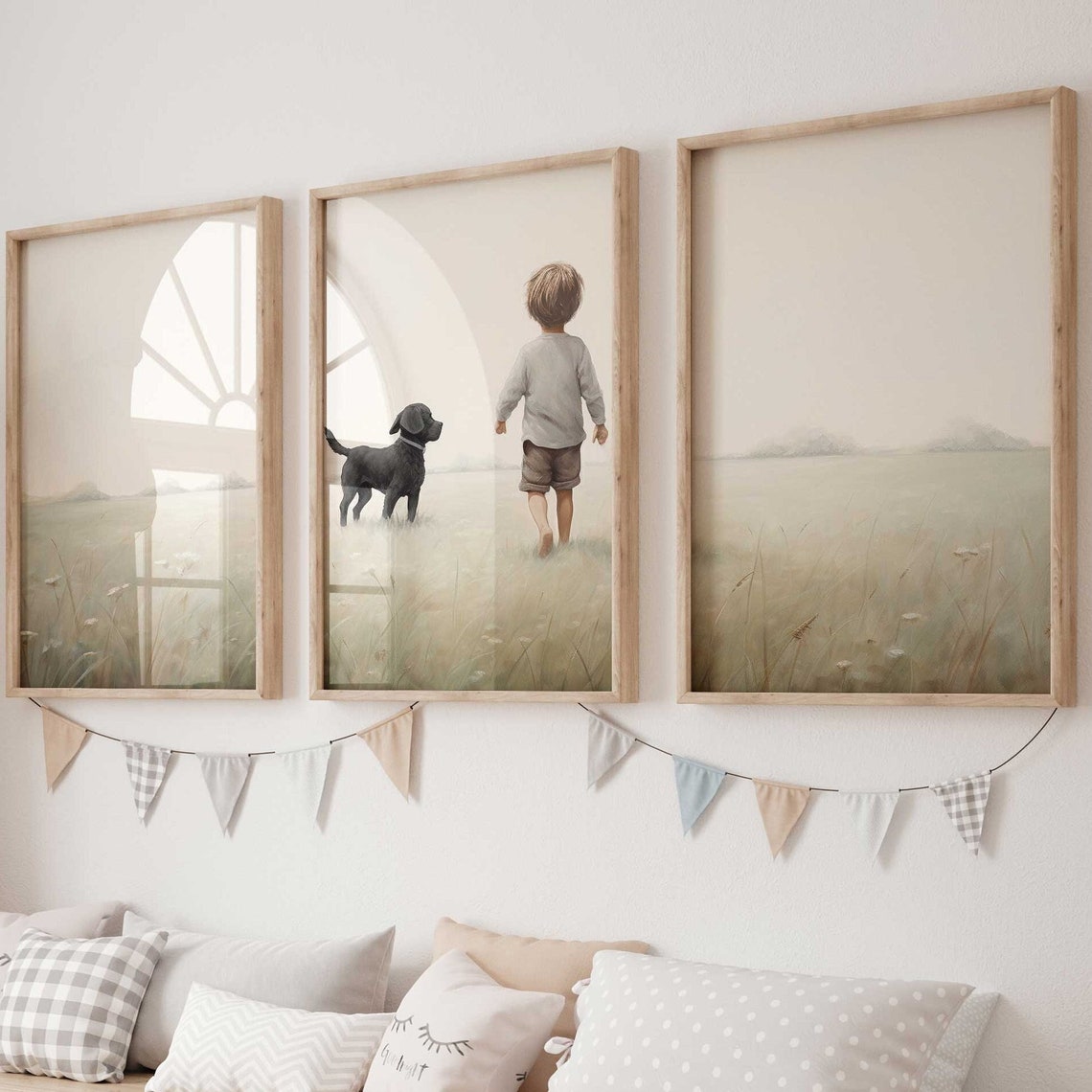 Luvia Puppy Nursery Print, Black Labrador Retriever Art, Boy & Dog ...