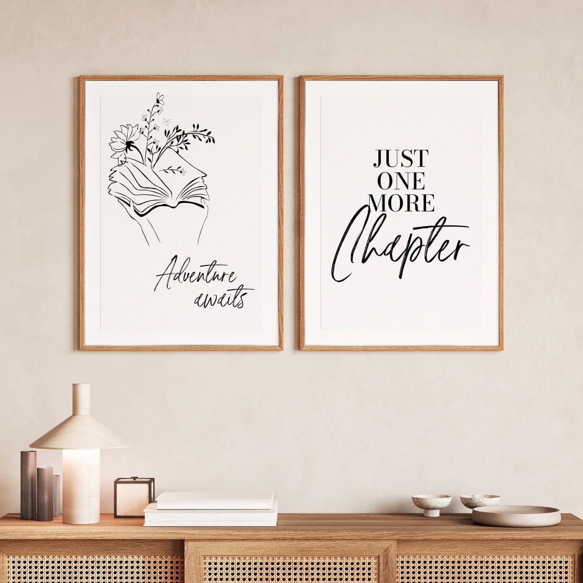 UNFFRAMED Reading Quote Posters Set, Minimalist Book Line Art Set 2 ...
