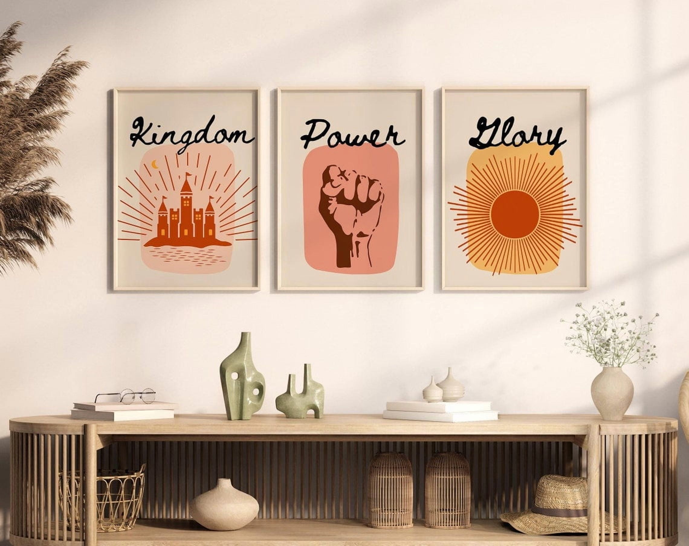 UNFFRAMED Retro Christian Posters Lords Prayer Prints Kingdom Power ...