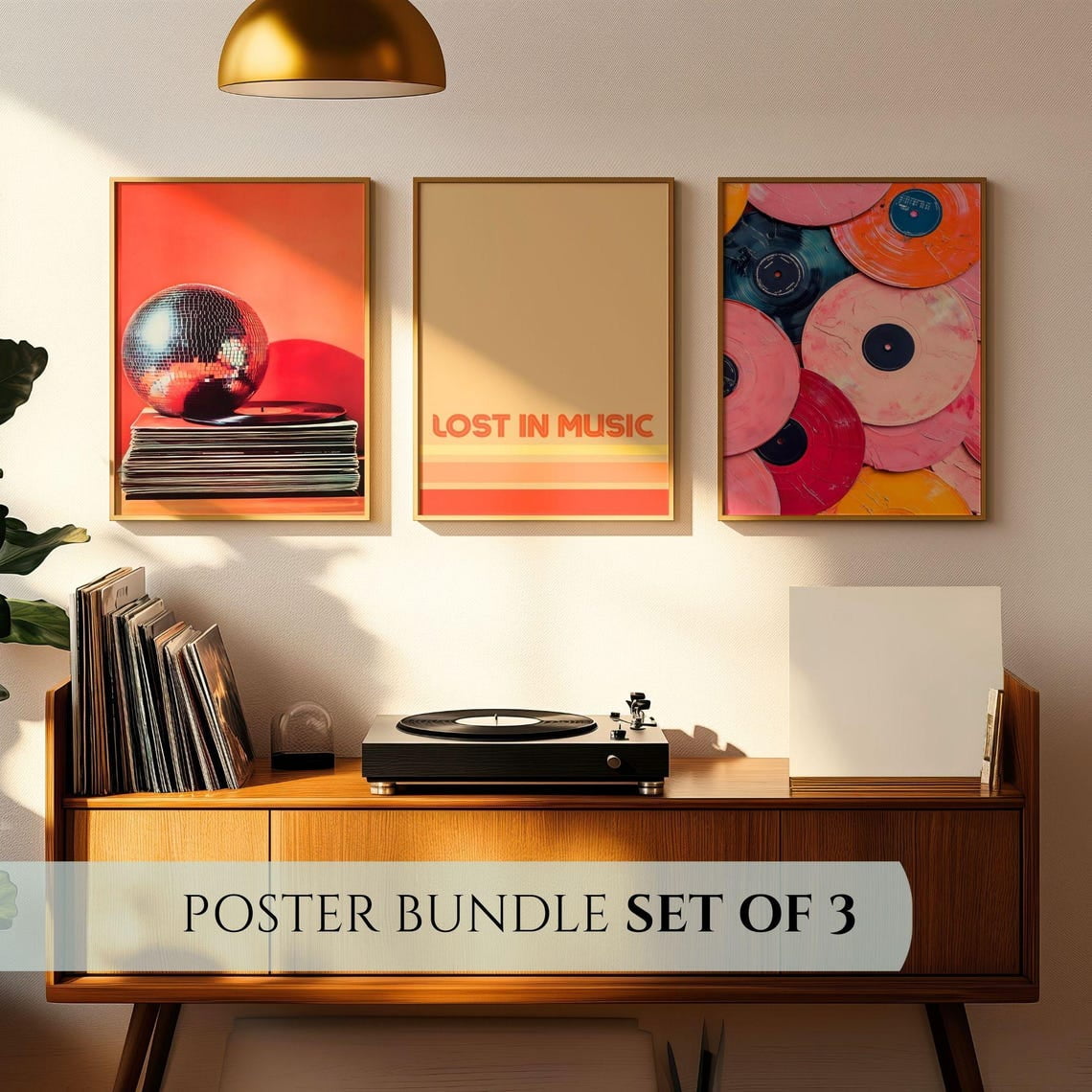 UNFFRAMED Retro Music Posterset Music Wall Art Posters, Disco Ball And ...