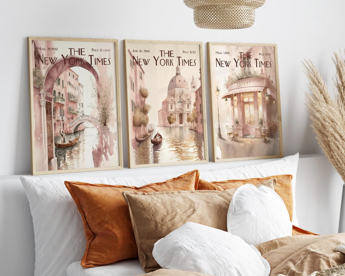UNFFRAMED Retro New York Times Poster Set, Vintage Newspaper Posters ...