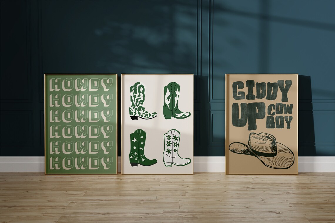 UNFFRAMED Retro Western Prints Cowgirl Decoret Western Typography ...