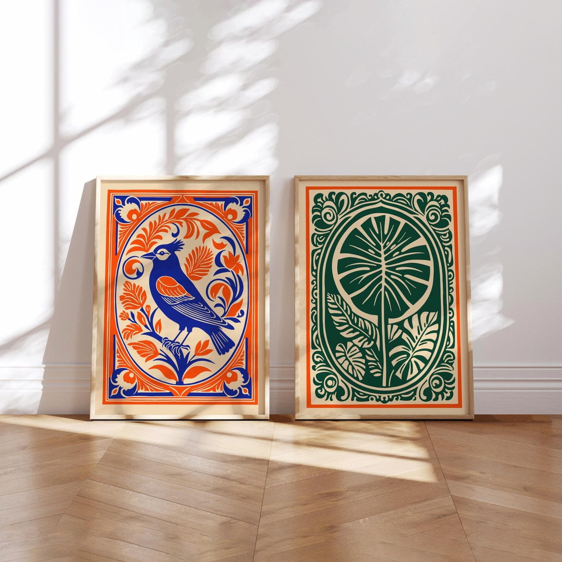 UNFFRAMED Rococo Revival Botanical Art Poster Set: Bohemian Bird ...