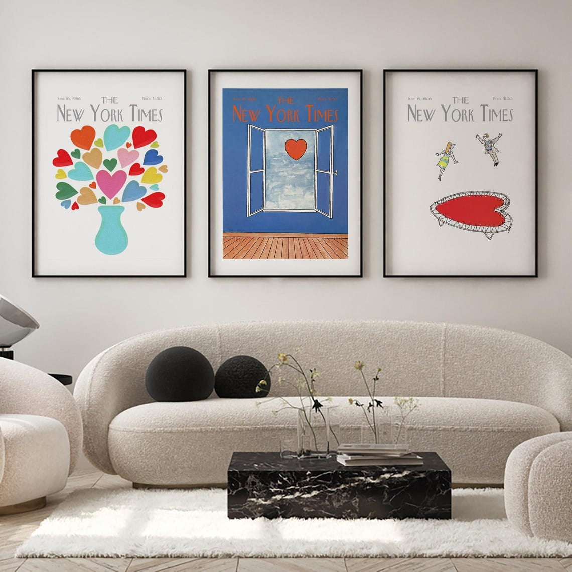 UNFFRAMED Romantic Heart Poster Set, New York Times Valentine'S Day ...